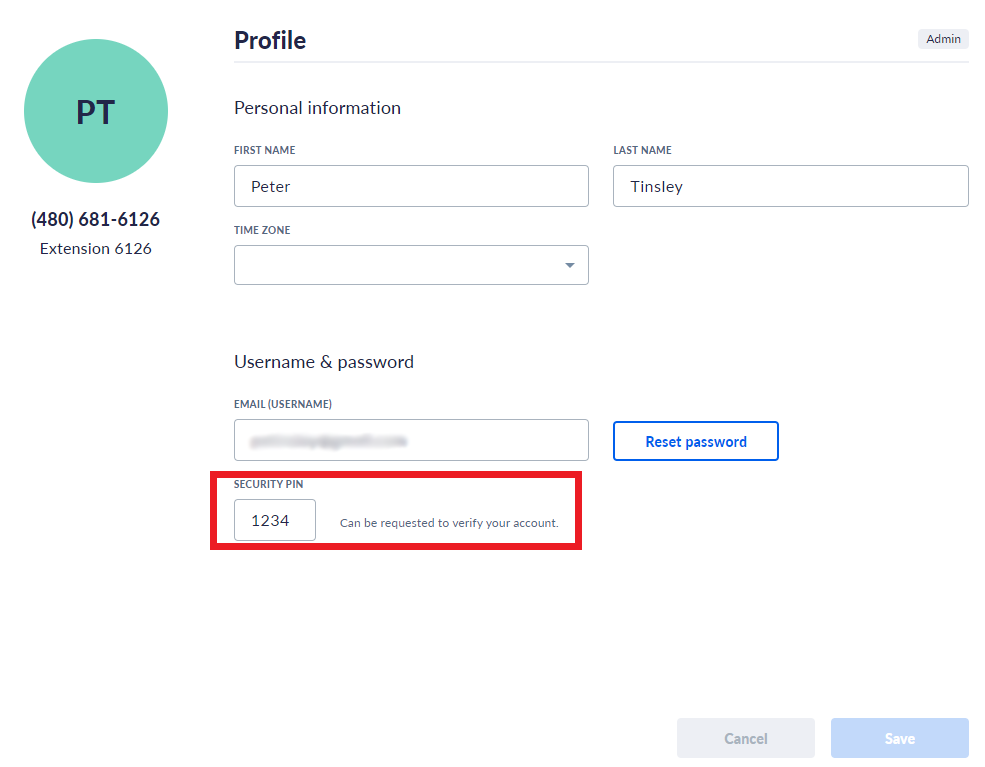 View or reset your Administrator PIN - Nextiva Help
