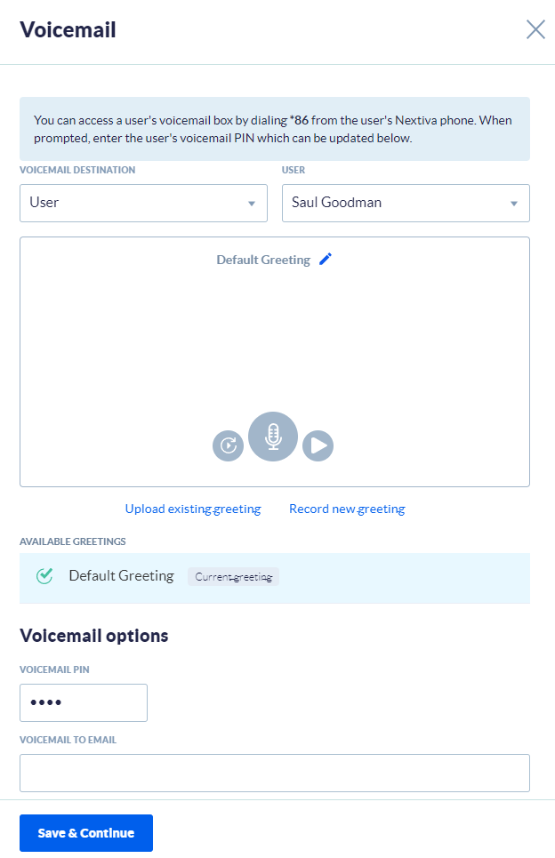 Call Flow Nodes - Voicemail - Nextiva Help