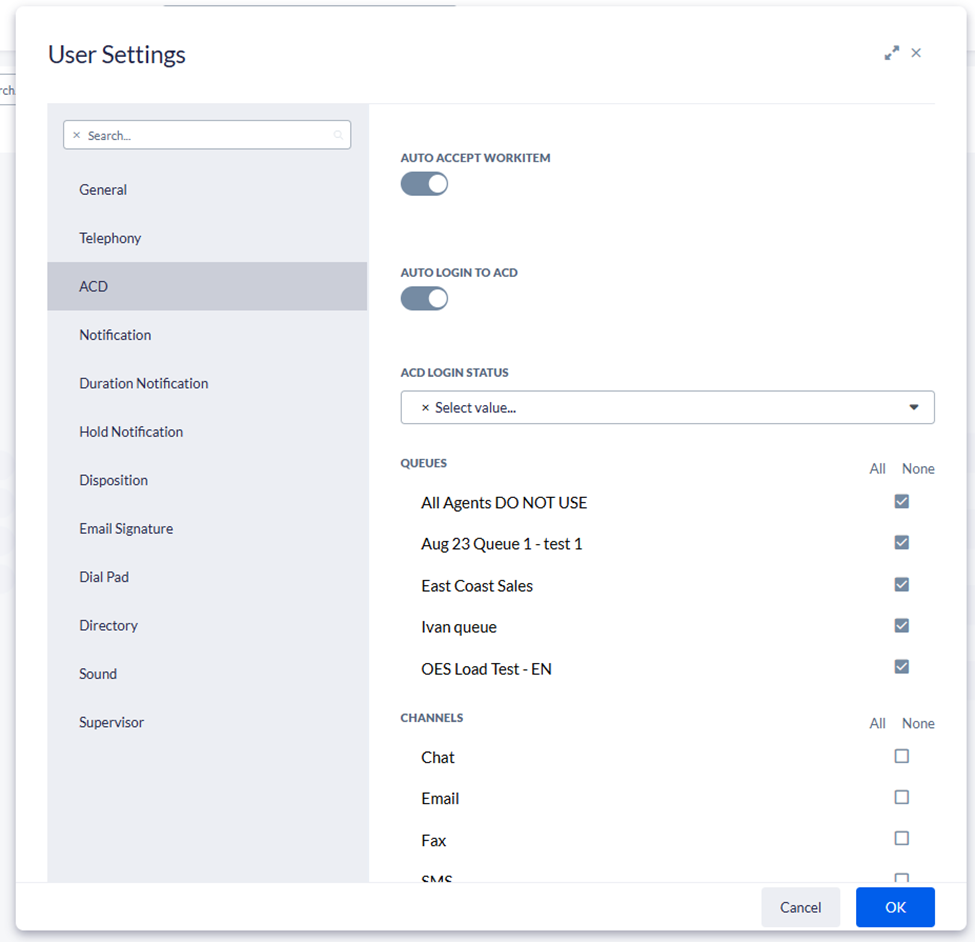 Nextiva Chrome Extension - User ACD Settings - Nextiva Help